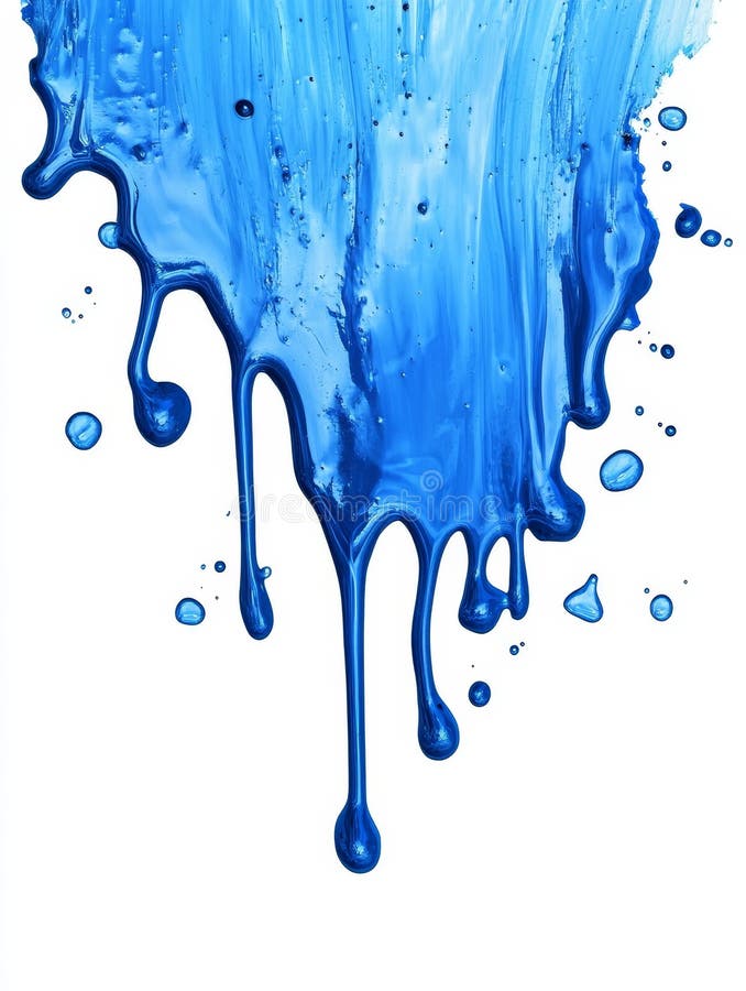 A Blue Paint Drips Down a White Background Stock Illustration ...