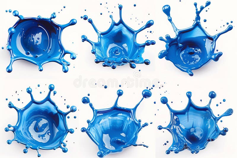 Blue Paint Droplets Creating Splash Effects Stock Illustration ...