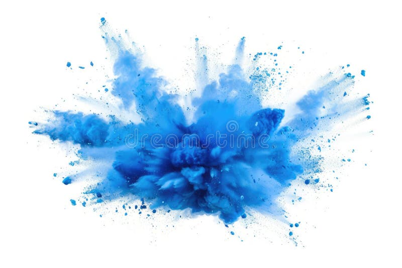 Blue Paint Explosion Abstract Background. Coloured Cloud on White Stock ...
