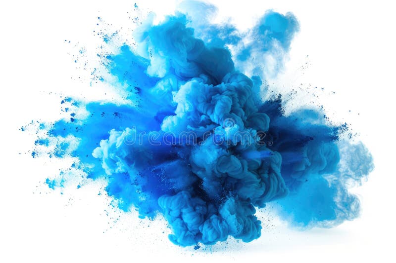 Blue Paint Explosion Abstract Background. Coloured Cloud on White Stock ...