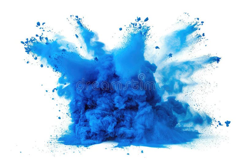 Blue Paint Explosion Abstract Background. Coloured Cloud on White Stock ...