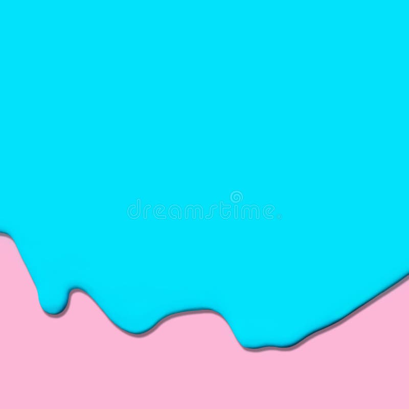 Blue Paint Flows Down Pink Background. Modern Creative Layout Stock ...