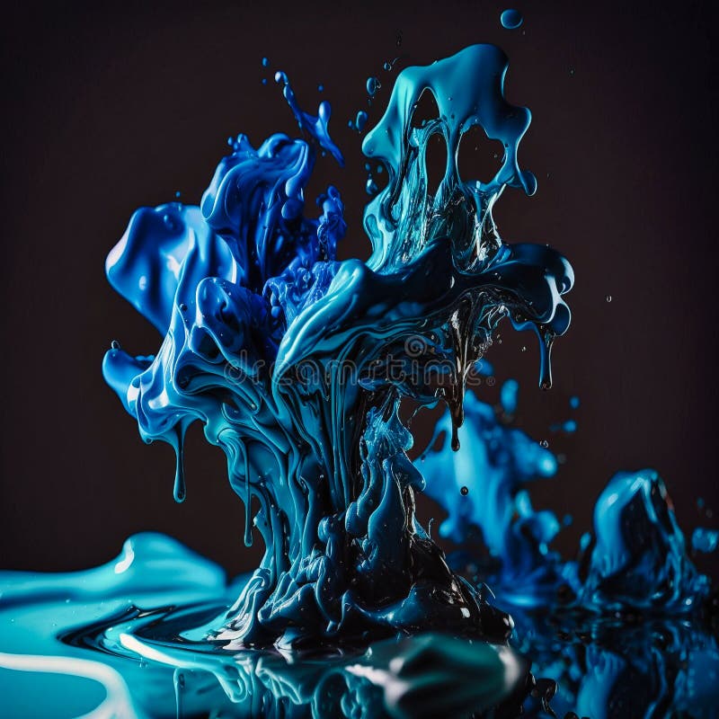 Blue Paint Like Liquid Liquid, Grunge Abstract Art, Generative AI Stock ...