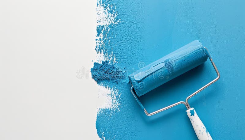 A Blue Paint Roller is Being Used To Paint a Wall by AI Generated Image ...