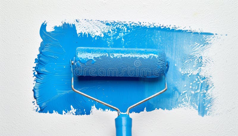 A Blue Paint Roller is Being Used To Paint a Wall by AI Generated Image ...