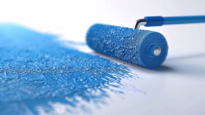The Blue Paint Roller. AI Generated Stock Image - Image of house ...