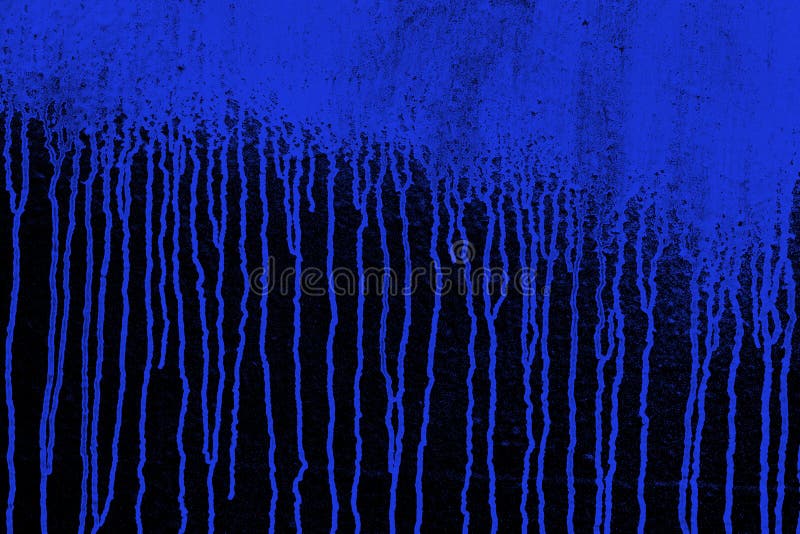 Blue Paint Running Down the Black Wall Stock Photo - Image of splash ...