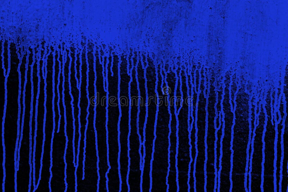 Blue Paint Running Down the Black Wall Stock Photo - Image of splash ...