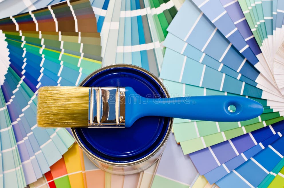 Blue paint sample. stock photo. Image of painter, palette - 33583420