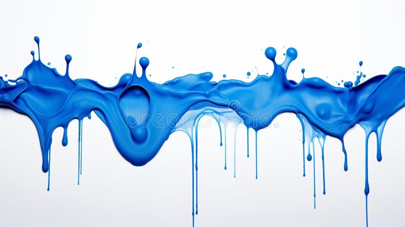 Blue Paint Spilling Onto a White Surface, AI-generated. Stock ...