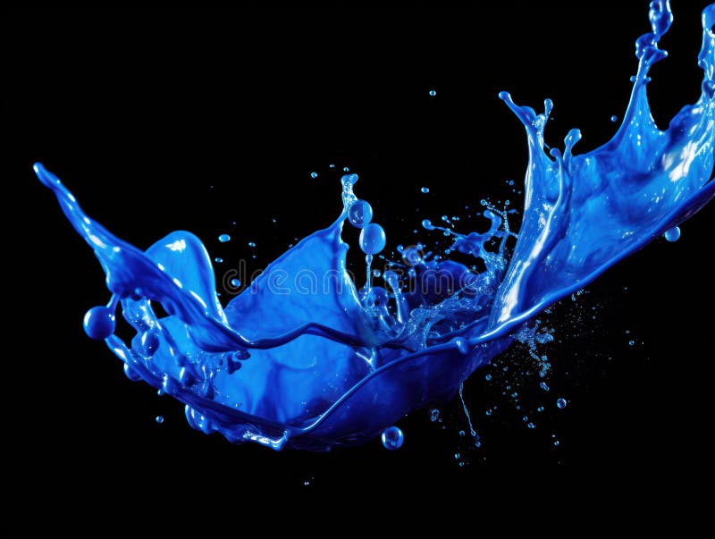 Blue Paint Splash on Black Background Stock Image - Image of smooth ...