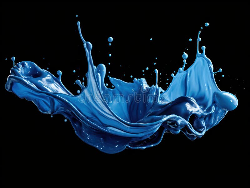 Blue Paint Splash on Black Background Stock Image - Image of water ...