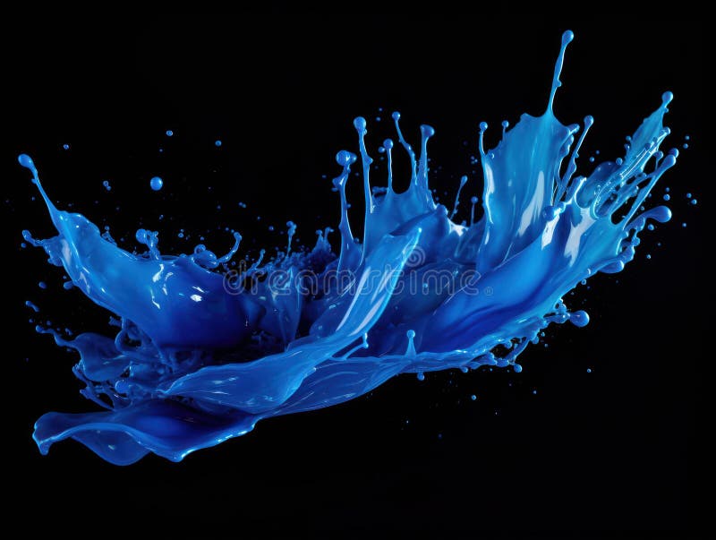 Blue Paint Splash on Black Background Stock Image - Image of background ...