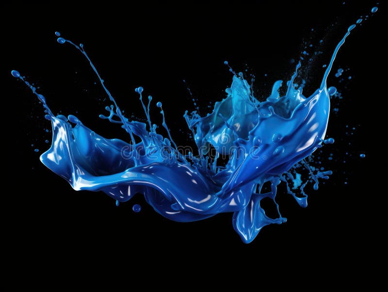 Blue Paint Splash on Black Background Stock Image - Image of paint ...