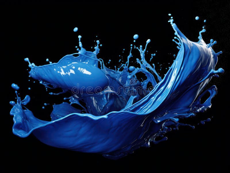 Blue Paint Splash on Black Background Stock Image - Image of splash ...