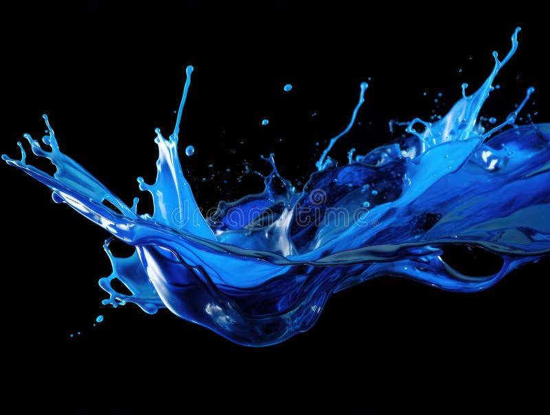 Blue Paint Splash on Black Background Stock Image - Image of color ...