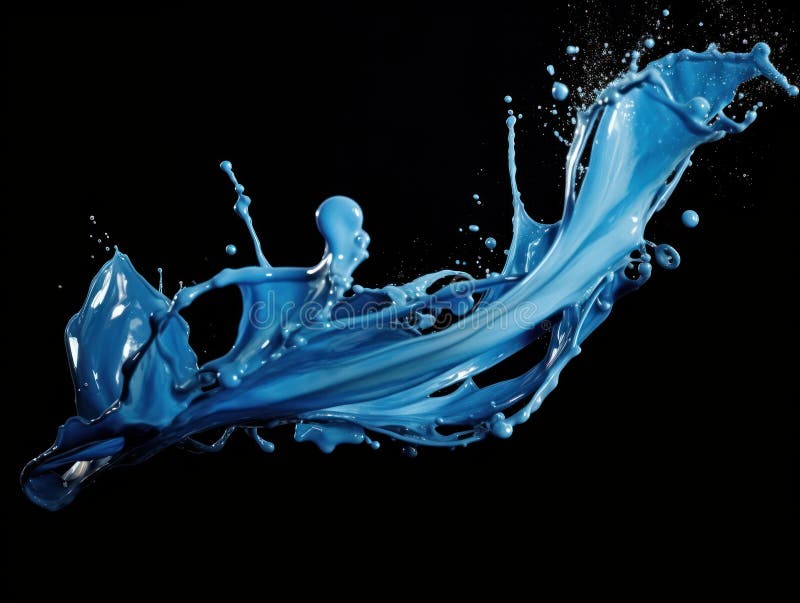 Blue Paint Splash on Black Background Stock Illustration - Illustration ...
