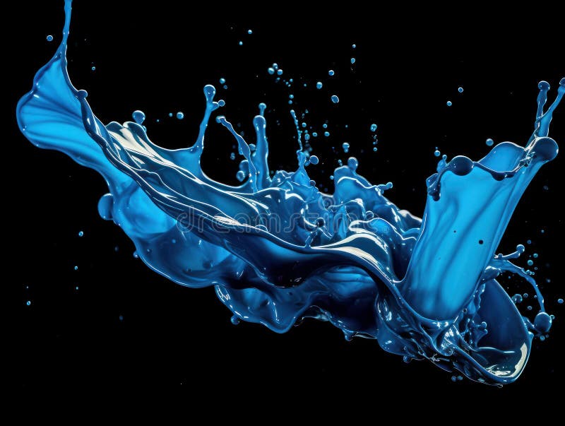 Blue Paint Splash on Black Background Stock Illustration - Illustration ...