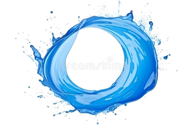 Blue Paint Splash in Circular Wave Isolated on White. Generative AI ...