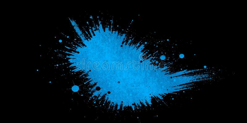 Blue Paint Splatter on a Black Background Stock Illustration ...