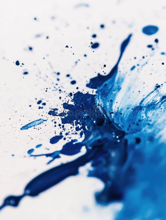 Blue Paint Splatter on White Surface Stock Photo - Image of dynamic ...