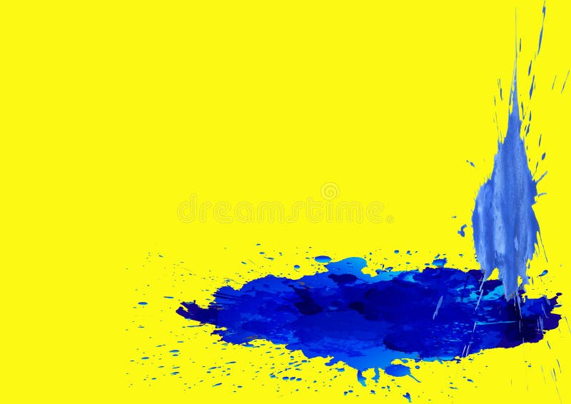 Blue Paint Spot on Yellow Illuminating Background Stock Illustration ...