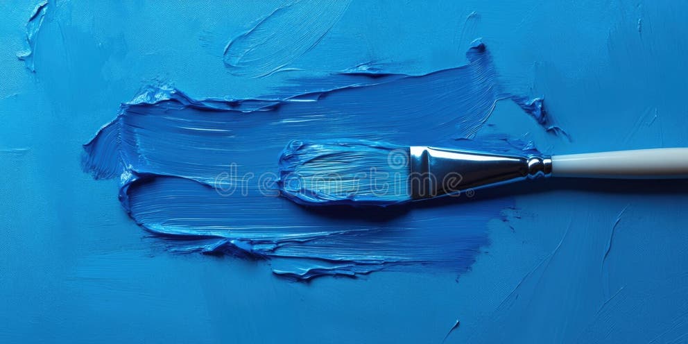 Blue Paintbrush on Blue Background Stock Photo - Image of palette ...