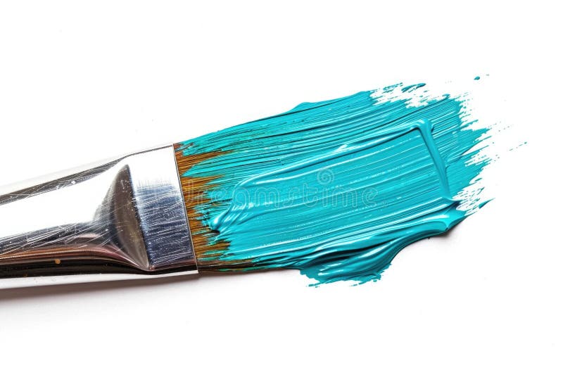 Blue Paintbrush with Blue Paint on a White Surface. Suitable for Art ...