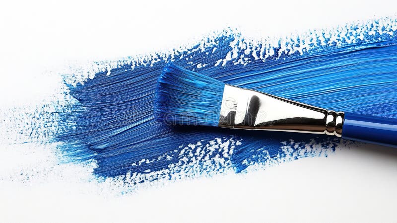 Blue Paintbrush Stroke on White Background Stock Illustration ...