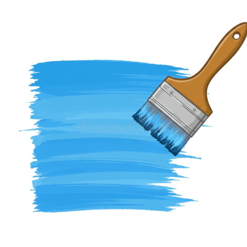 Blue Paintbrush Strokes on White Background Stock Illustration ...