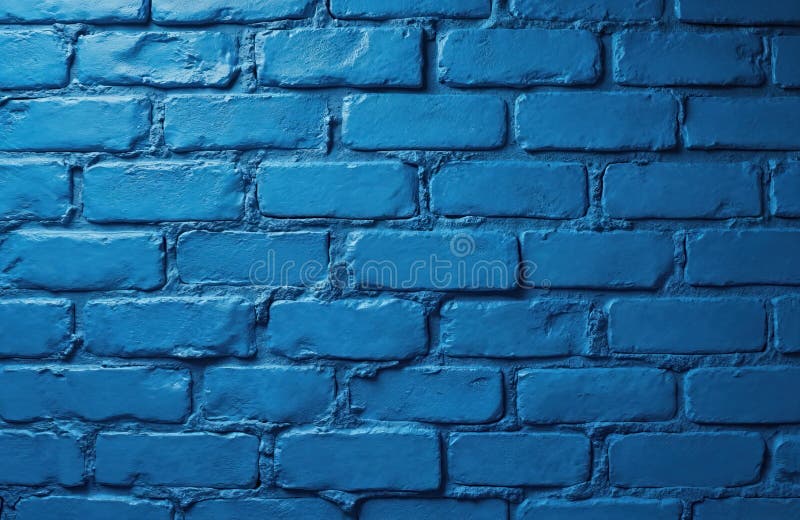 Blue Painted Brick Wall Texture. Modern Loft Interior Background, Urban ...