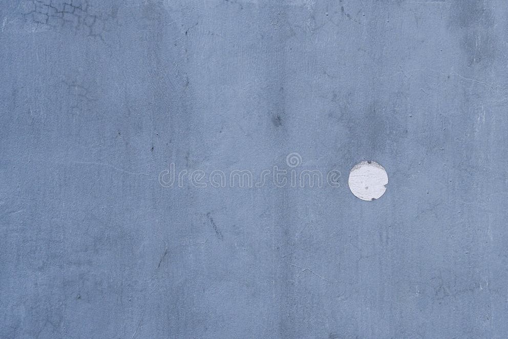 Old Blue Painted Cement Wall with Small White Plaster Circle Exposed ...