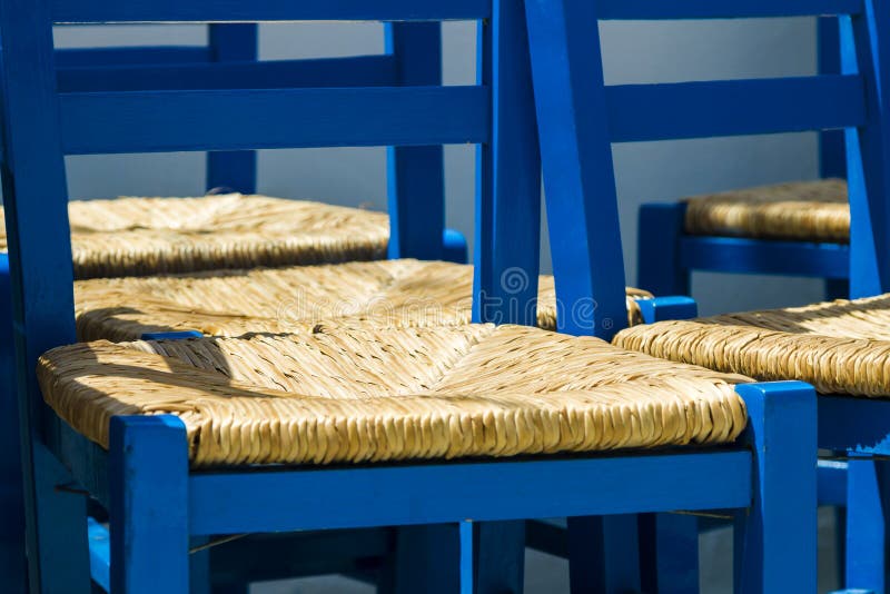 Blue painted chairs stock image. Image of chairs, cyclades - 107834155