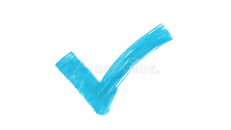 Blue Painted Check Mark Symbol on White Background. Concept of Approval ...
