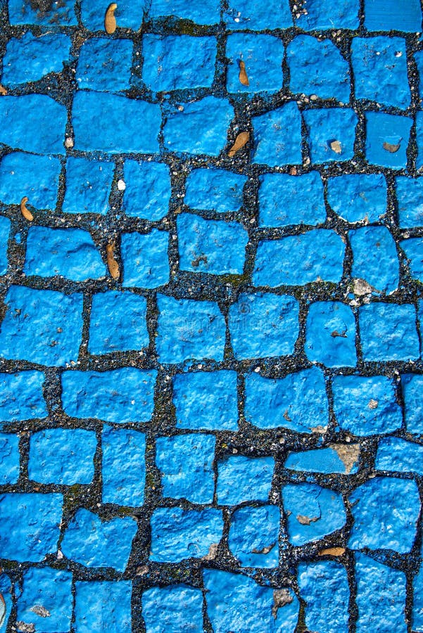 Blue Painted Cobblestones, Parking Stock Photo - Image of paver, blue ...