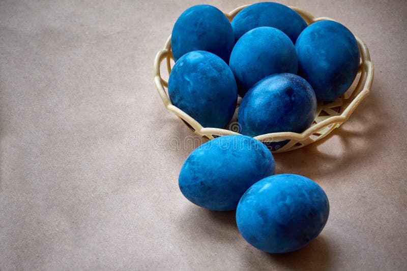 Blue Painted Eggs on a Paper Background Stock Image - Image of colored ...
