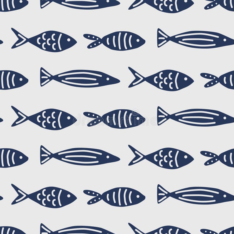 Blue Painted Fish Swimming To the Right. Stock Vector - Illustration of ...