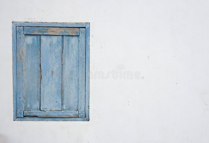Blue Painted Window in the Old Wall Stock Photo - Image of pattern ...