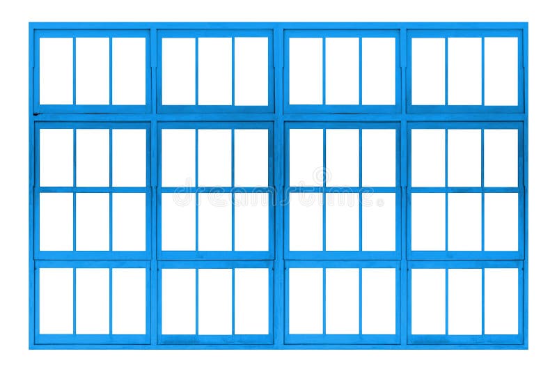 Blue Painted Wooden Window Frame Isolated on a White Background Stock ...