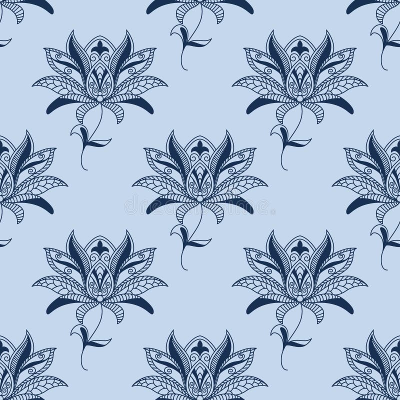 Blue paisley pattern stock vector. Illustration of decor - 35542373