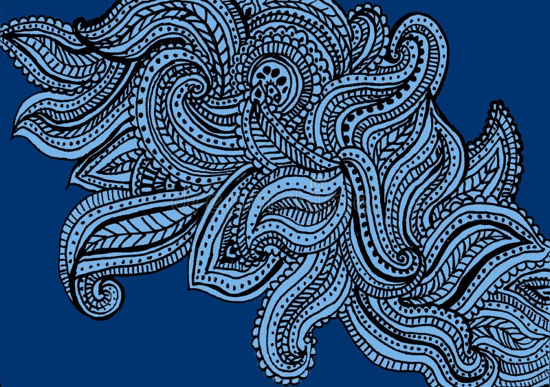 Blue Paisley Design Background Stock Illustration - Illustration of ...