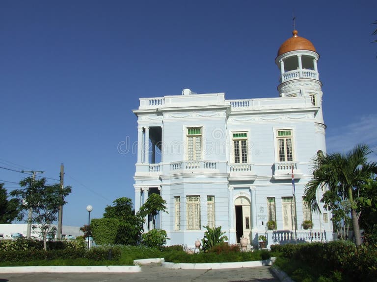 The Blue Palace, Cienfuegos Stock Image - Image of green, caribbean ...