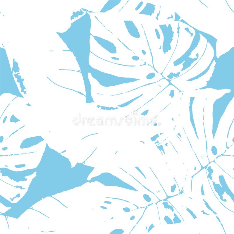 Blue Palm Textile Vector Seamless Pattern. Leaf Stock Illustration ...