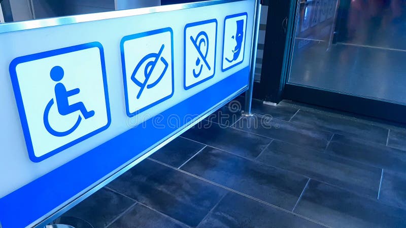 Blue Panel with Priority Signage for People with Disabilities, Blind ...