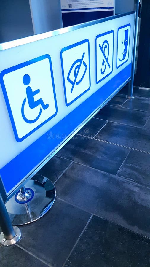 Blue Panel with Priority Signage for People with Disabilities, Blind ...