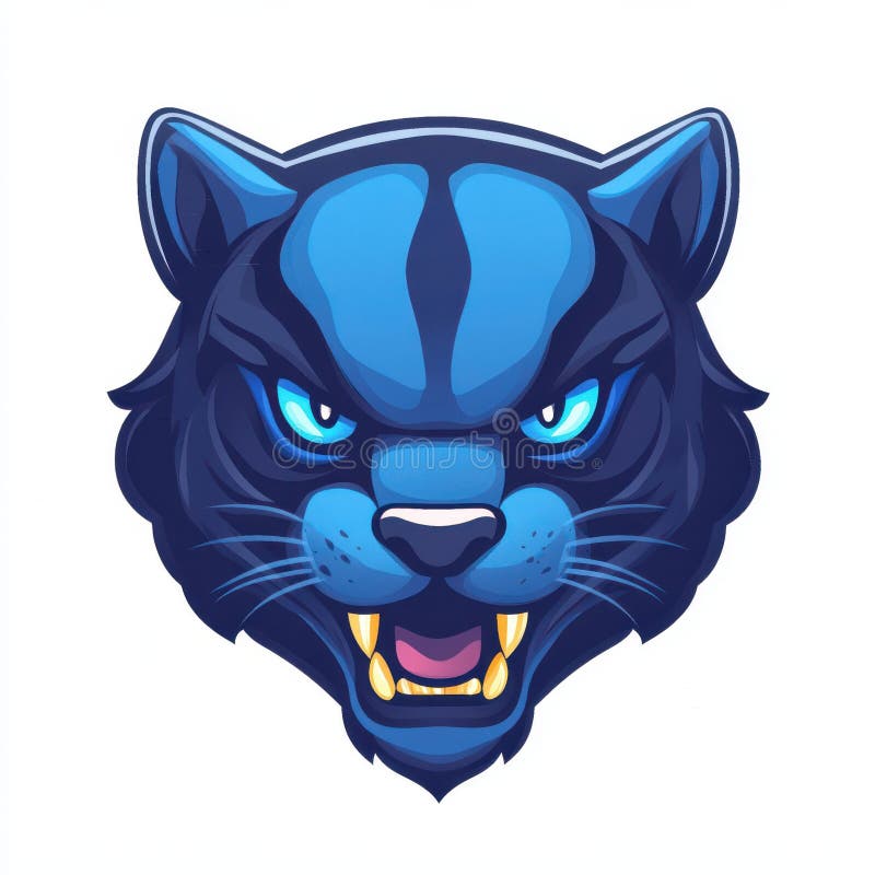 Blue Panther Head Mascot Fierce Predator Logo Design Stock Illustration ...