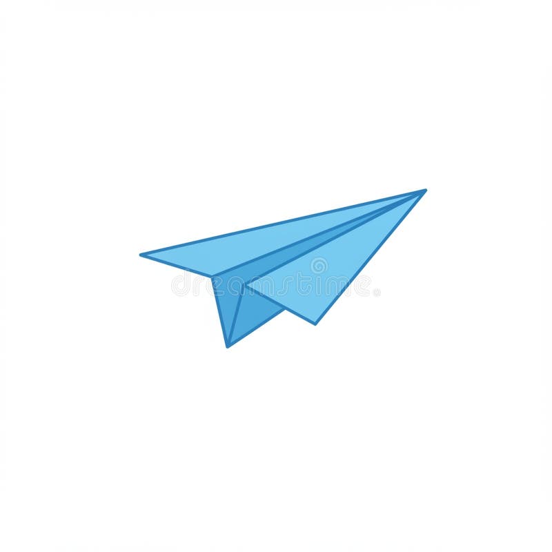 Blue Paper Airplane Illustration with a Simple Design, Featuring Sharp ...