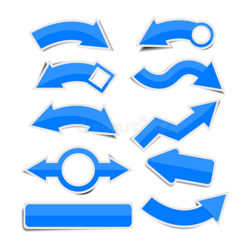 Blue Paper Arrow Stickers with Shadows Stock Vector - Illustration of ...