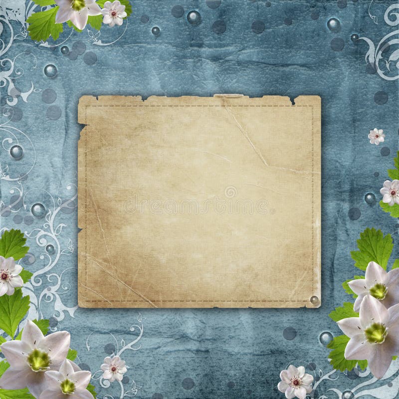 Blue Paper Background with Old Card Stock Illustration - Illustration ...