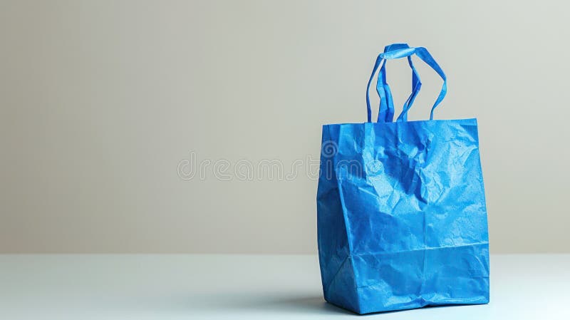 Blue Paper Bag Isolated on Light Background Stock Illustration ...